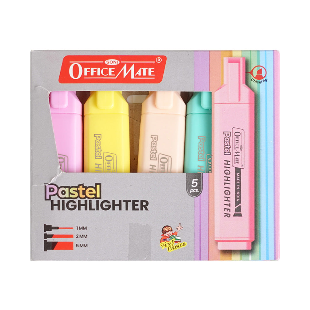 Soni Officemate Pastel Highlighters – Pack of 5 – SCOOBOO
