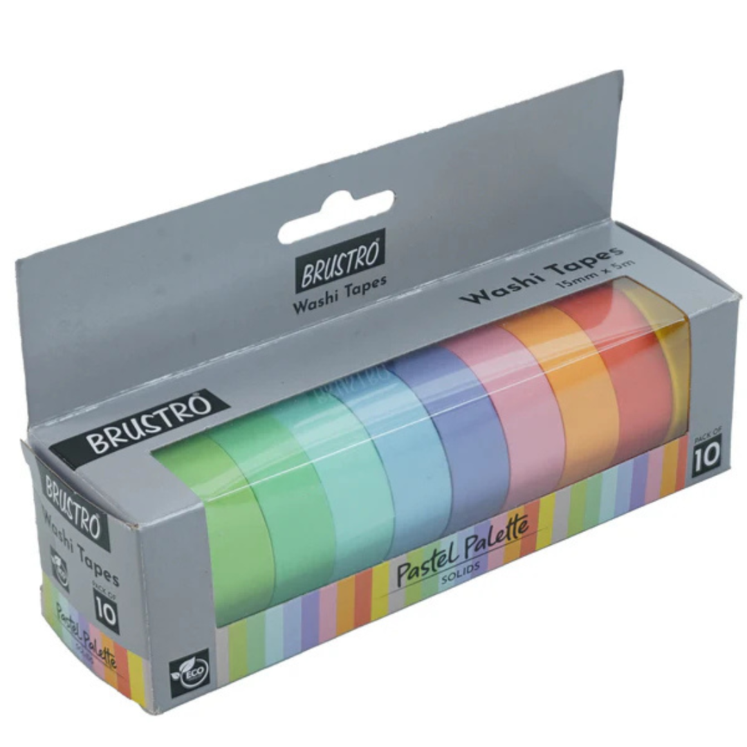 Brustro Washi Masking Tapes Pastel Palette Solids Shade -15mm X 5mtrs ...