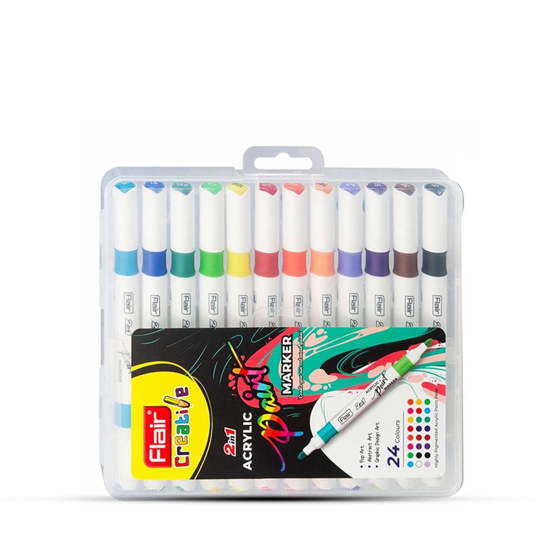 Flair Creative 2 in 1 Acrylic Paint Marker Set of 12 - SCOOBOO - Flair