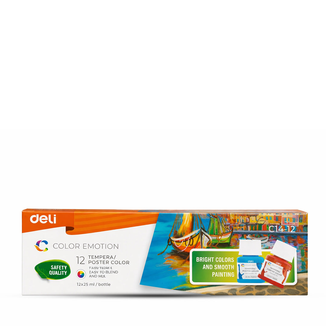 DELI WC14-12 Color Emotion Tempera Poster Color Gouache Set of 12 ...