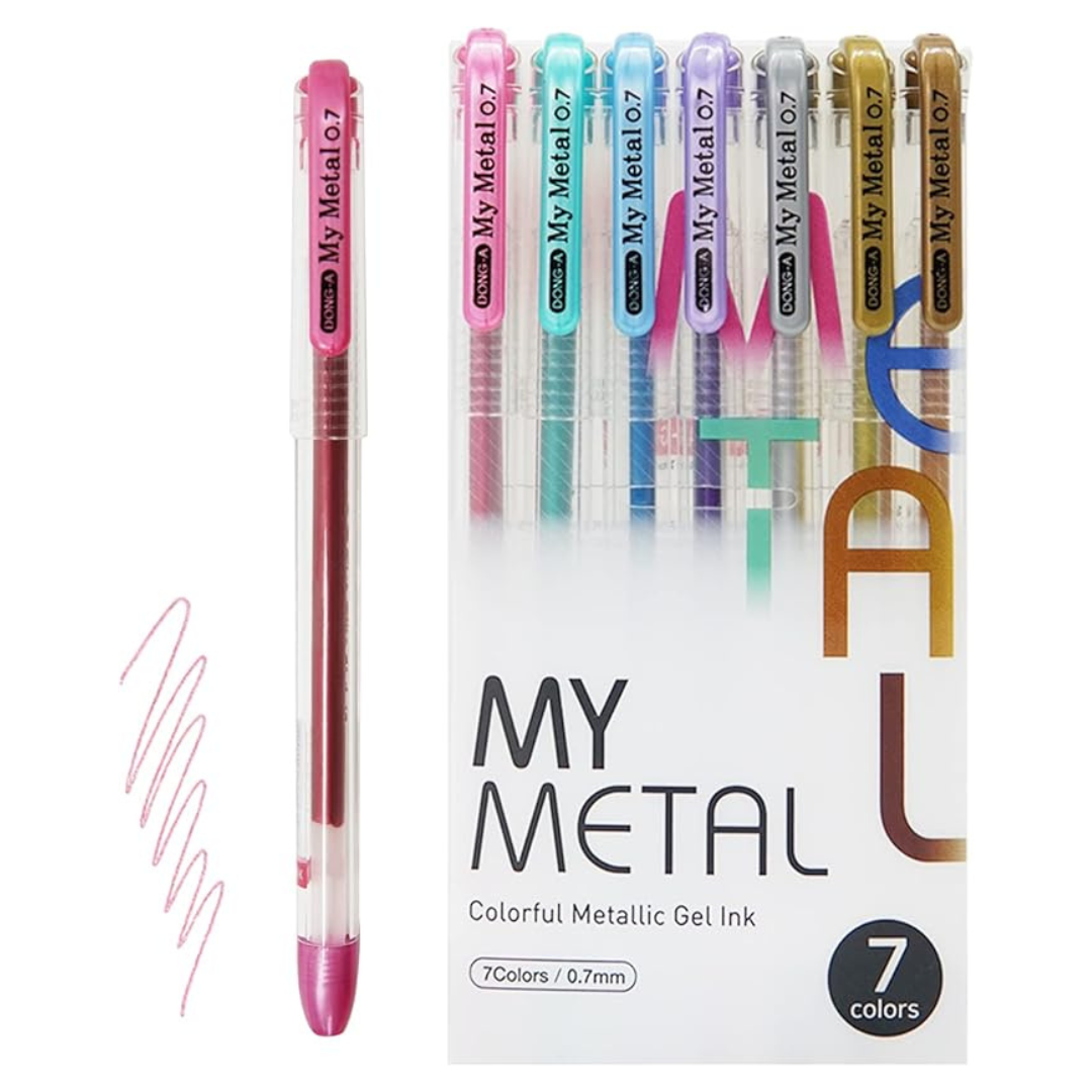 Dong-A Metalic Gel Pen 7 Pc Set For Dark & Light Papers – SCOOBOO
