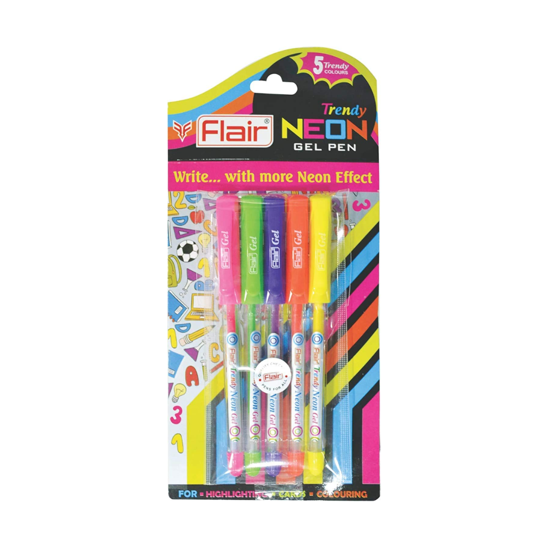 Flair Trendy Neon Gel Pen Set of 5 – SCOOBOO