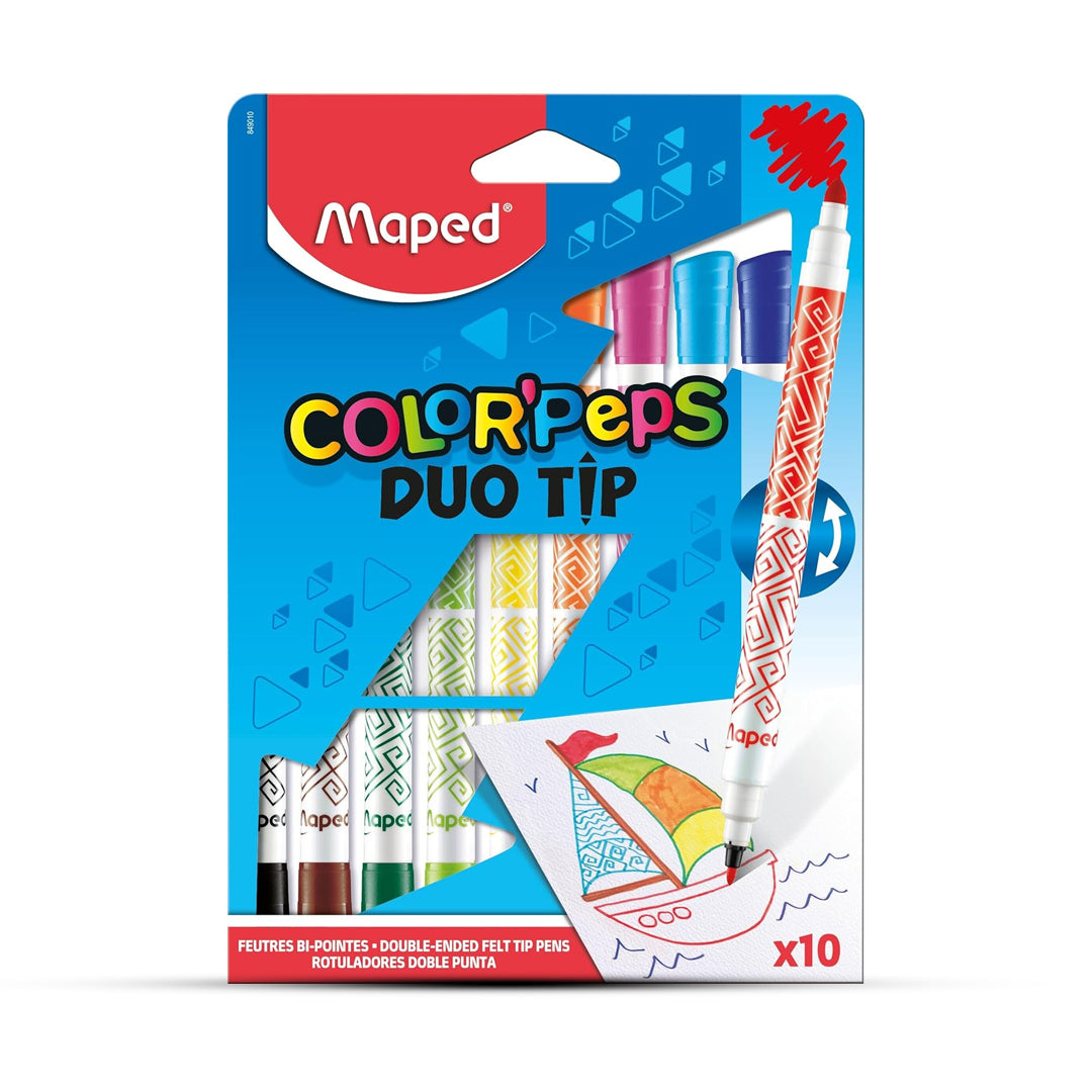 Maped Color'Peps - Duo Tip, Felt Tip Fine & Large Point Pens- Pack of ...