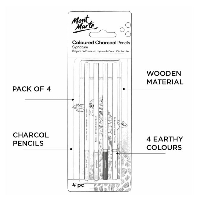 Mont Marte Coloured Charcoal Pencils Set – SCOOBOO