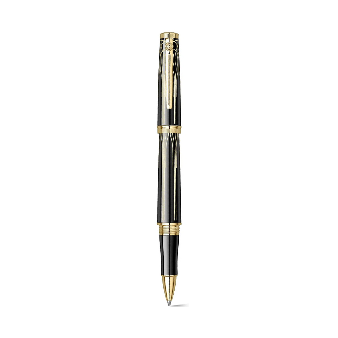 Scrikss Heritage Glossy Black Roller ball Pen With 23k Gold Plated ...