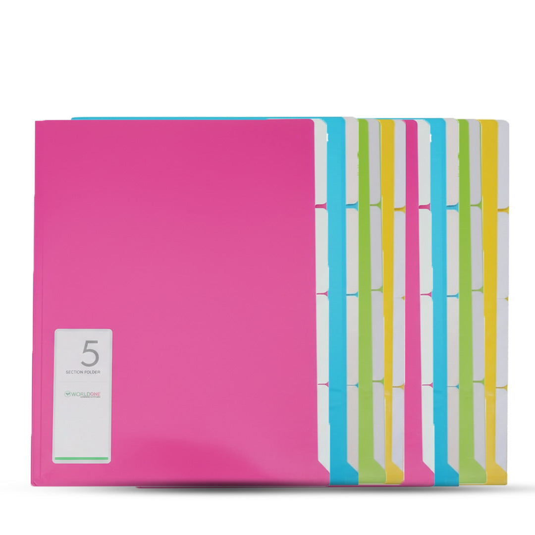 Worldone Plastic 5 Section Multicolor Folder – SCOOBOO
