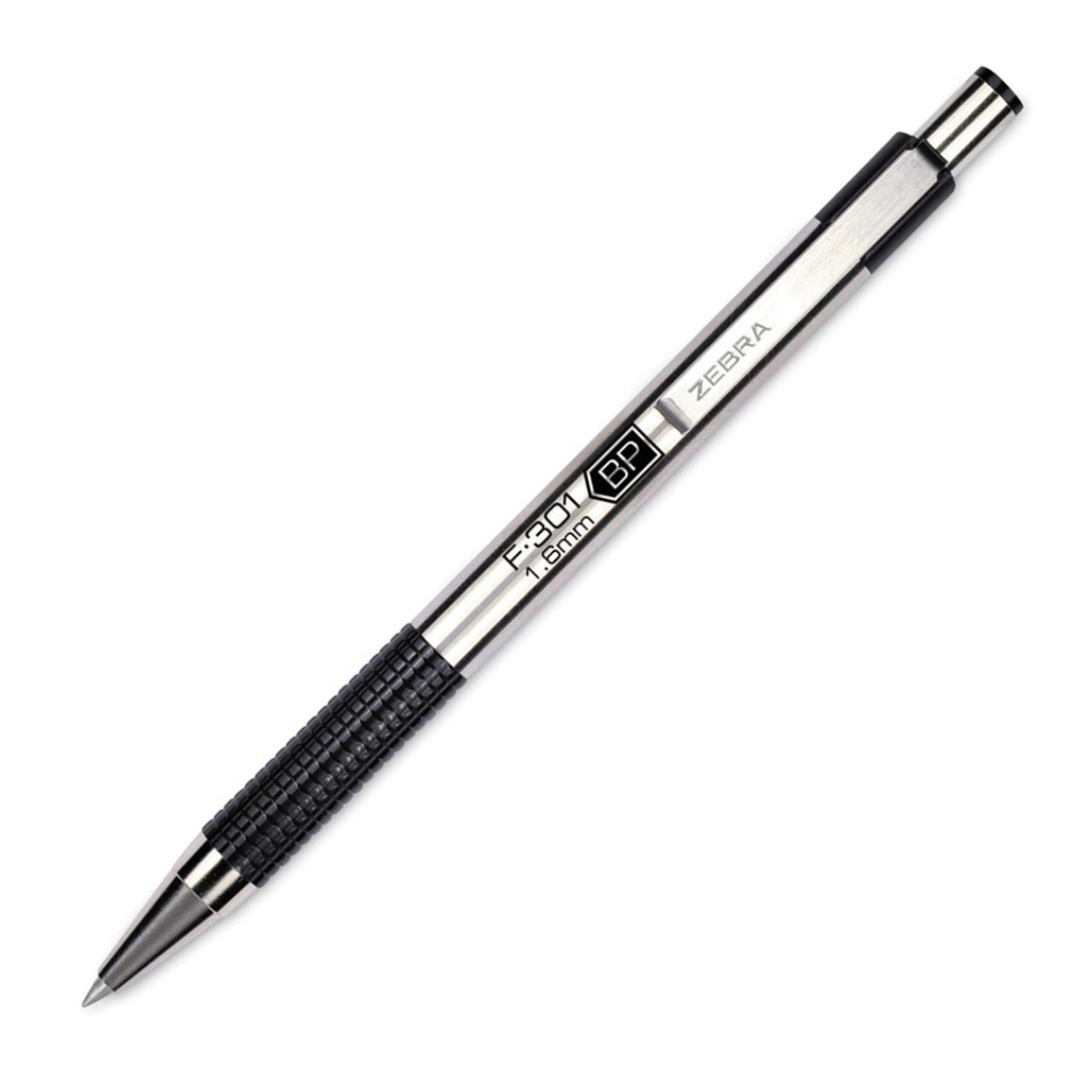 Zebra Steel 3 Series F-301 Retractable 1.6mm Ballpoint Pen – SCOOBOO