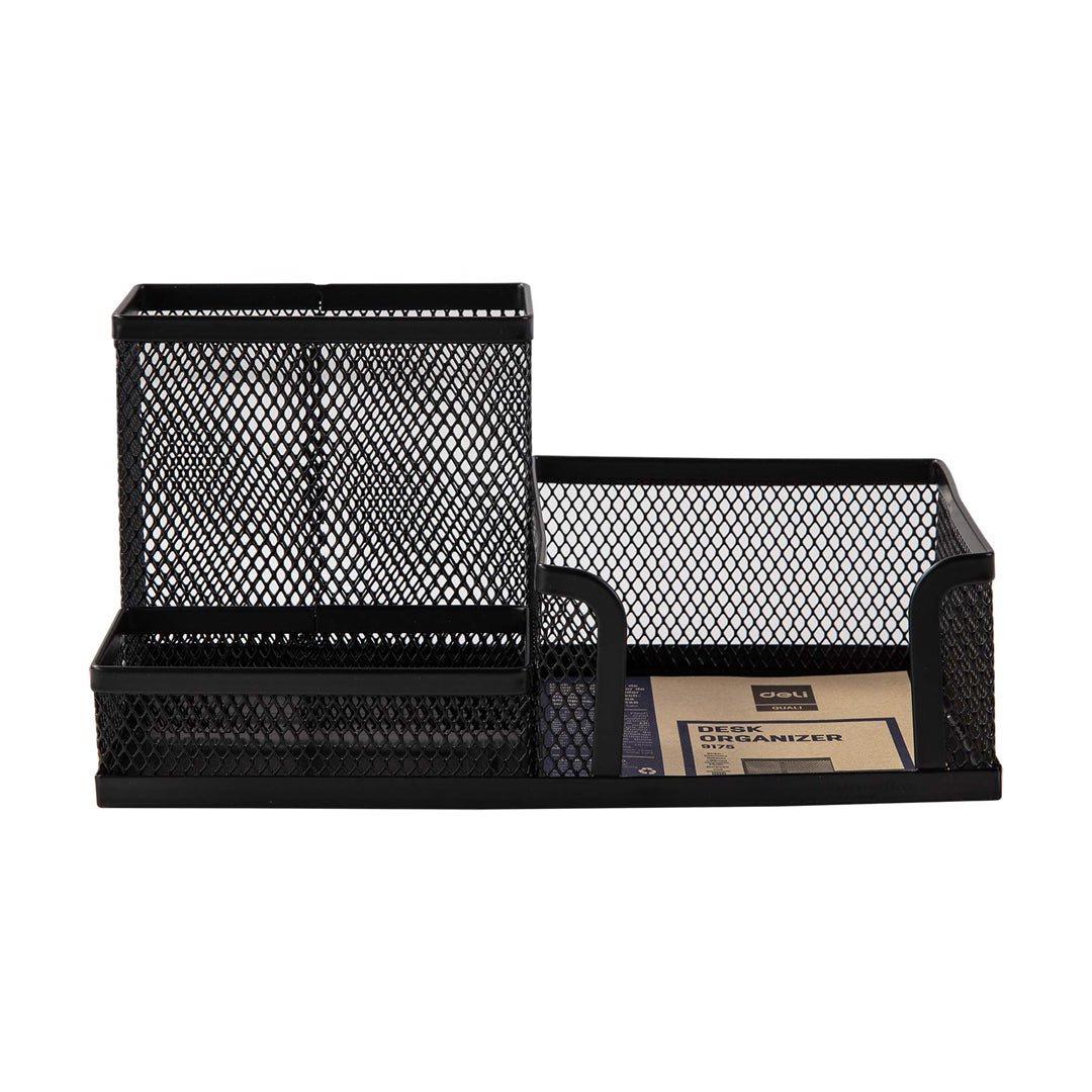 Deli W9175 Mesh Desk Organizer 3 Compartment (Black, Pack of 1 ...