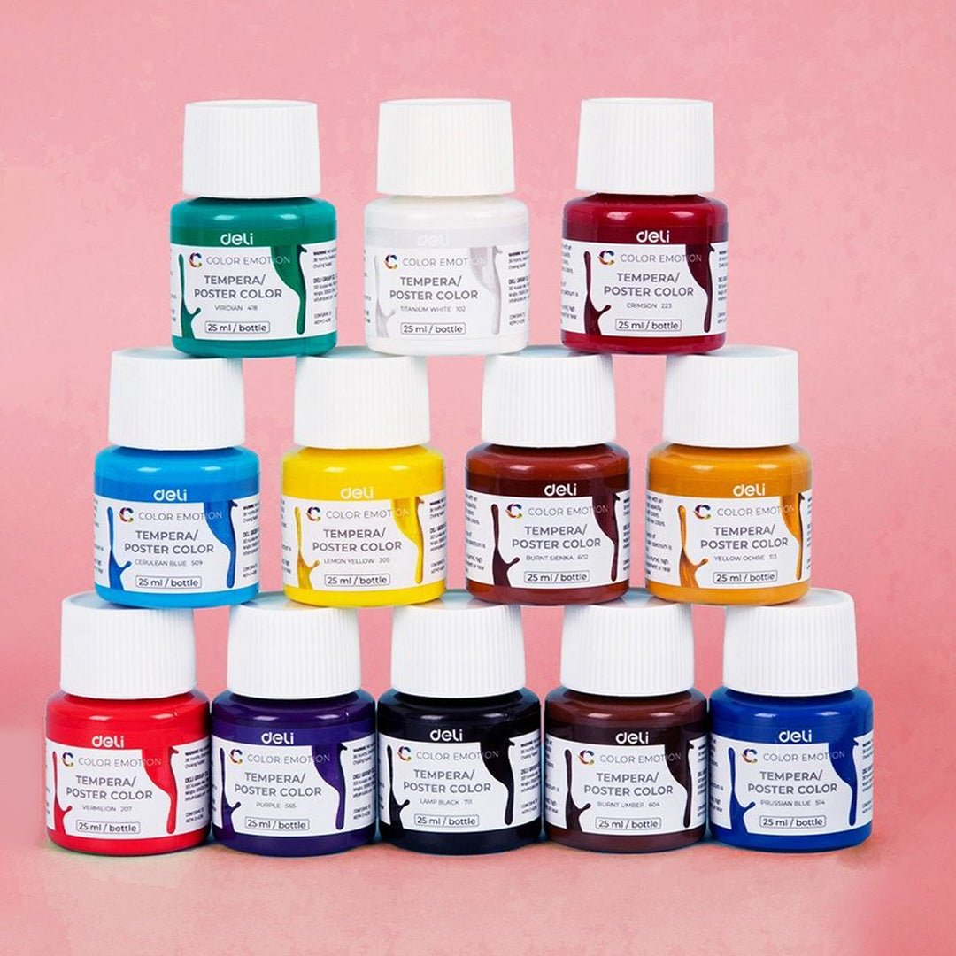 DELI WC14-12 Color Emotion Tempera Poster Color Gouache Set of 12 ...