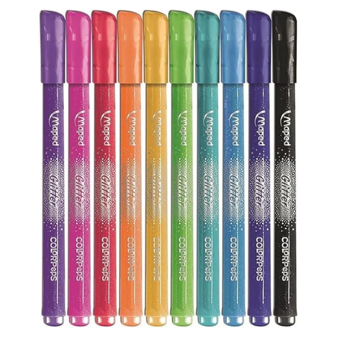 Maped Color'Peps Glitter Felt Tip Pens - Pack Of 10 - SCOOBOO - Maped
