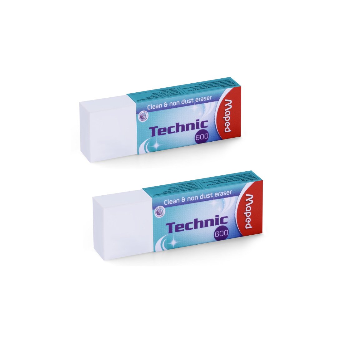 Maped Technic 600 Clean & Non-Dust Free Eraser-Pack of 2 - SCOOBOO - Maped