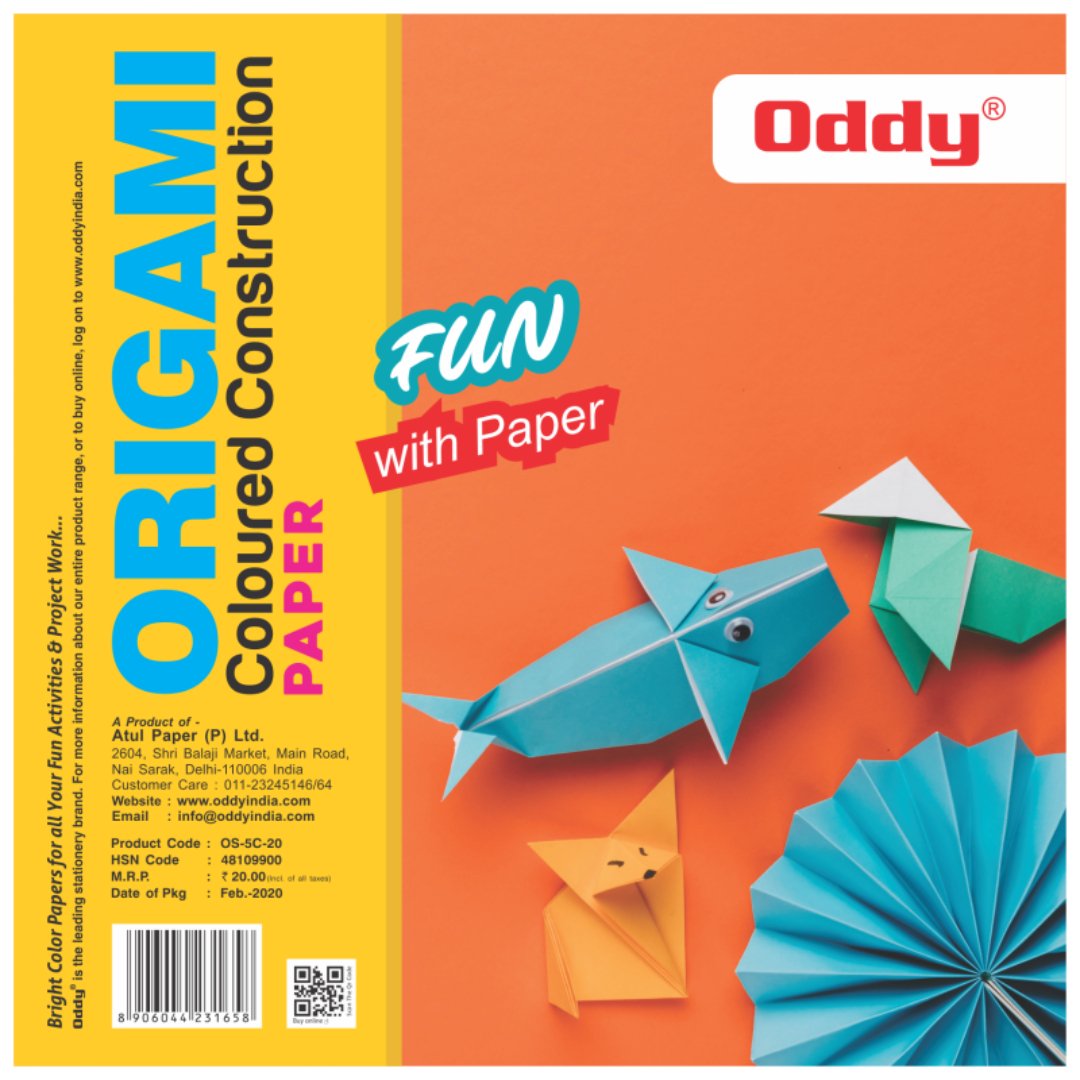 Oddy Origami Double Sided Fluroescent Craft Paper Sheets - SCOOBOO - Oddy