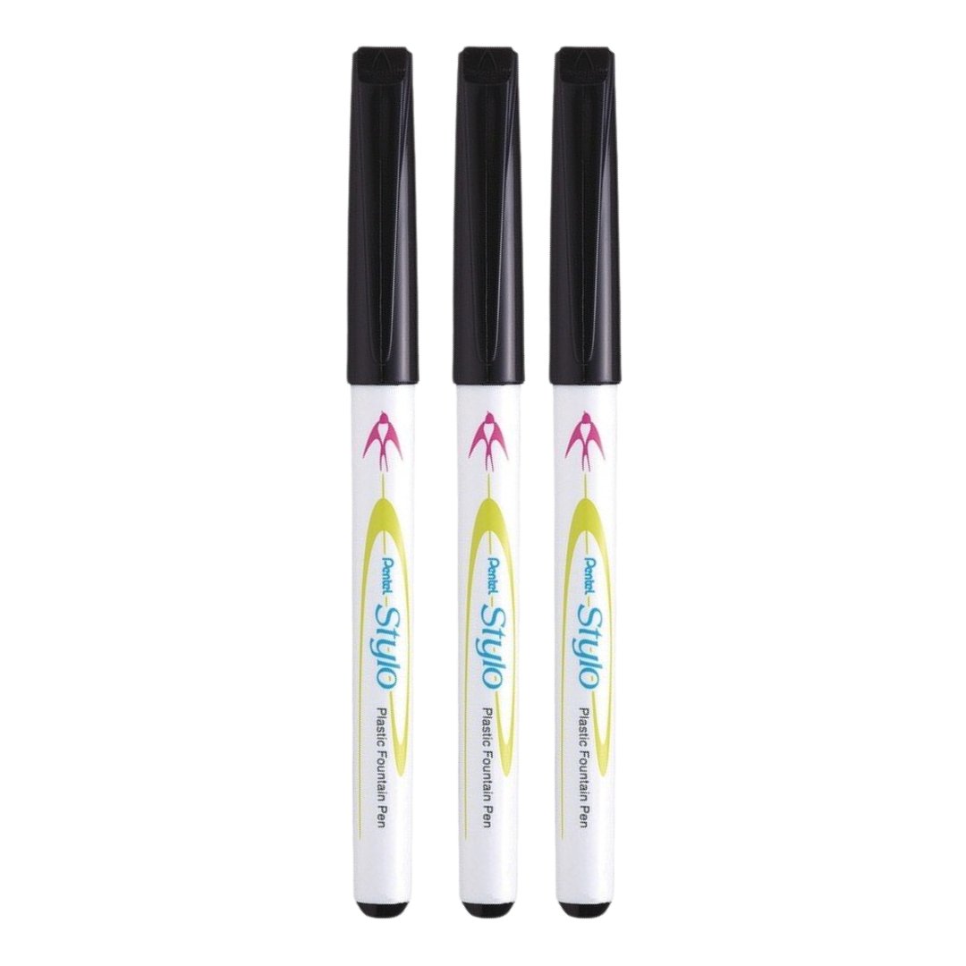 Pentel Stylo Plastic Fountain Pen- Pack of 3 - SCOOBOO - Pentel