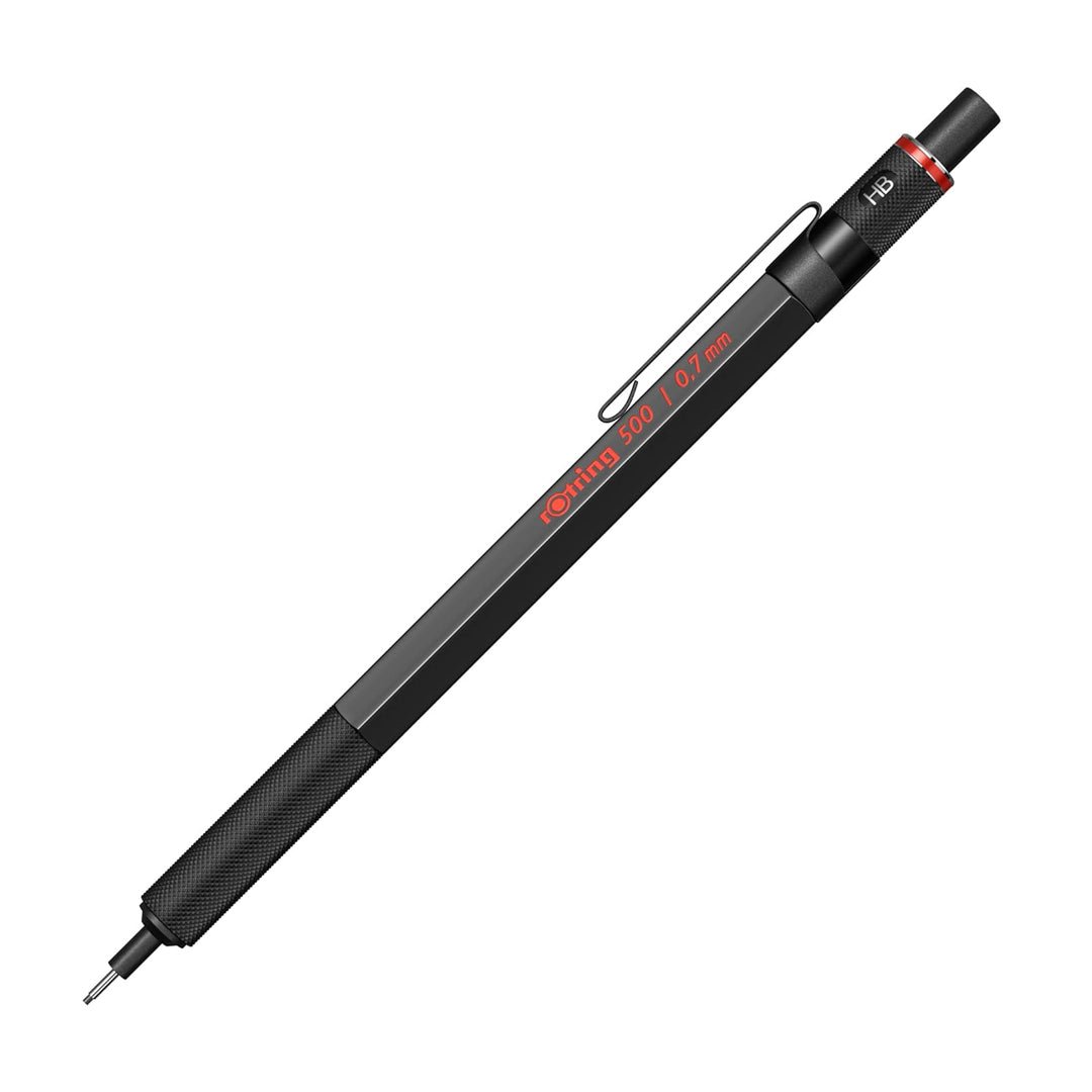 Rotring 500 Black 0.7mm Mechanical Pencil,Metal Knurling Grip,Fixed ...