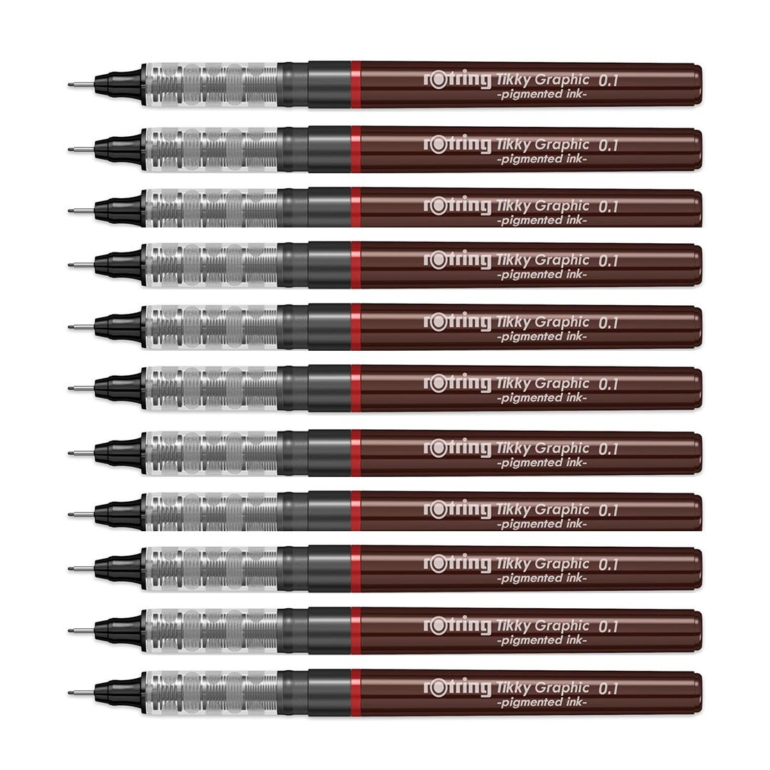 Rotring 0.1mm Line Thickness Tikky Graphic Fineliner with Black ...