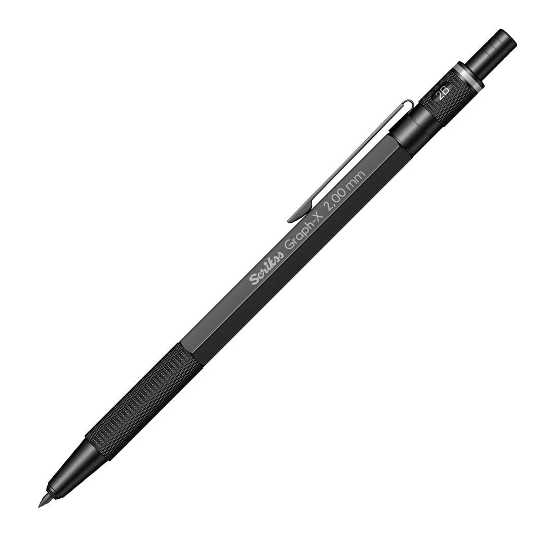 Scrikss | Graph-X | Mechanical Pencil | Matte Black-2mm - SCOOBOO - Scrikss
