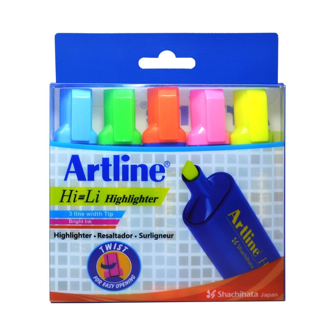 Artline Hi=Li Highlighter-Set Of 5 - SCOOBOO - Artline