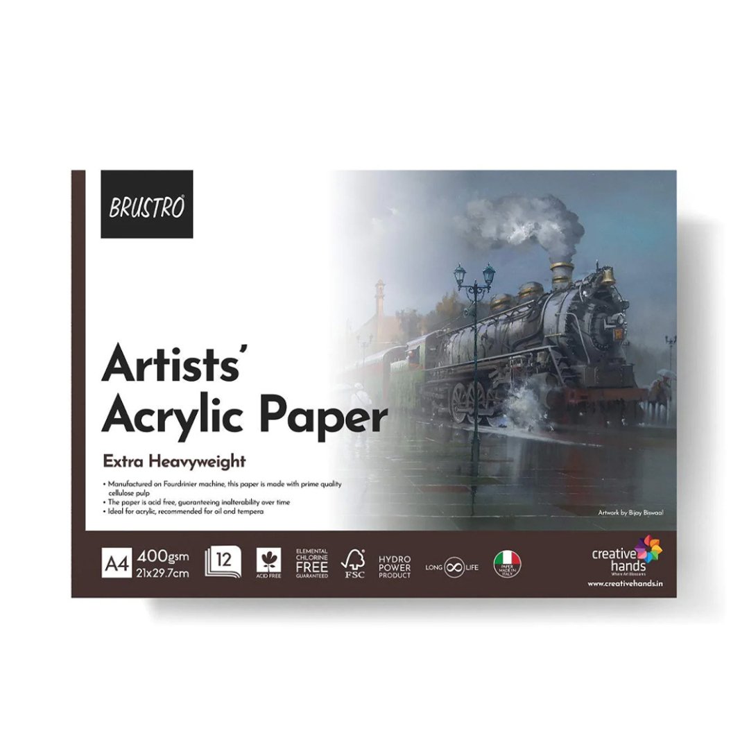BRUSTRO Artist Acrylic Glued Pad 400 GSM - SCOOBOO - Brustro