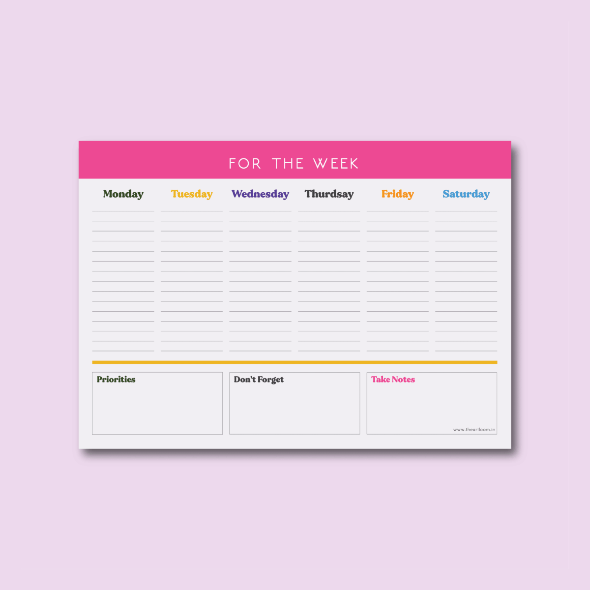 CLASSIC PINK A4 WEEKLY PLANNER - SCOOBOO - The Art Loom