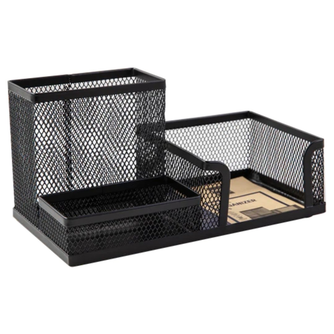Deli W9175 Mesh Desk Organizer 3 Compartment (Black, Pack of 1 ...