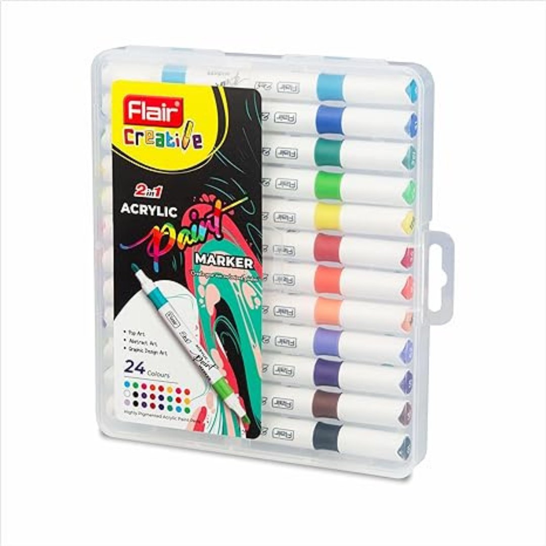 Flair Creative 2 in 1 Acrylic Paint Marker Set of 12 - SCOOBOO - Flair