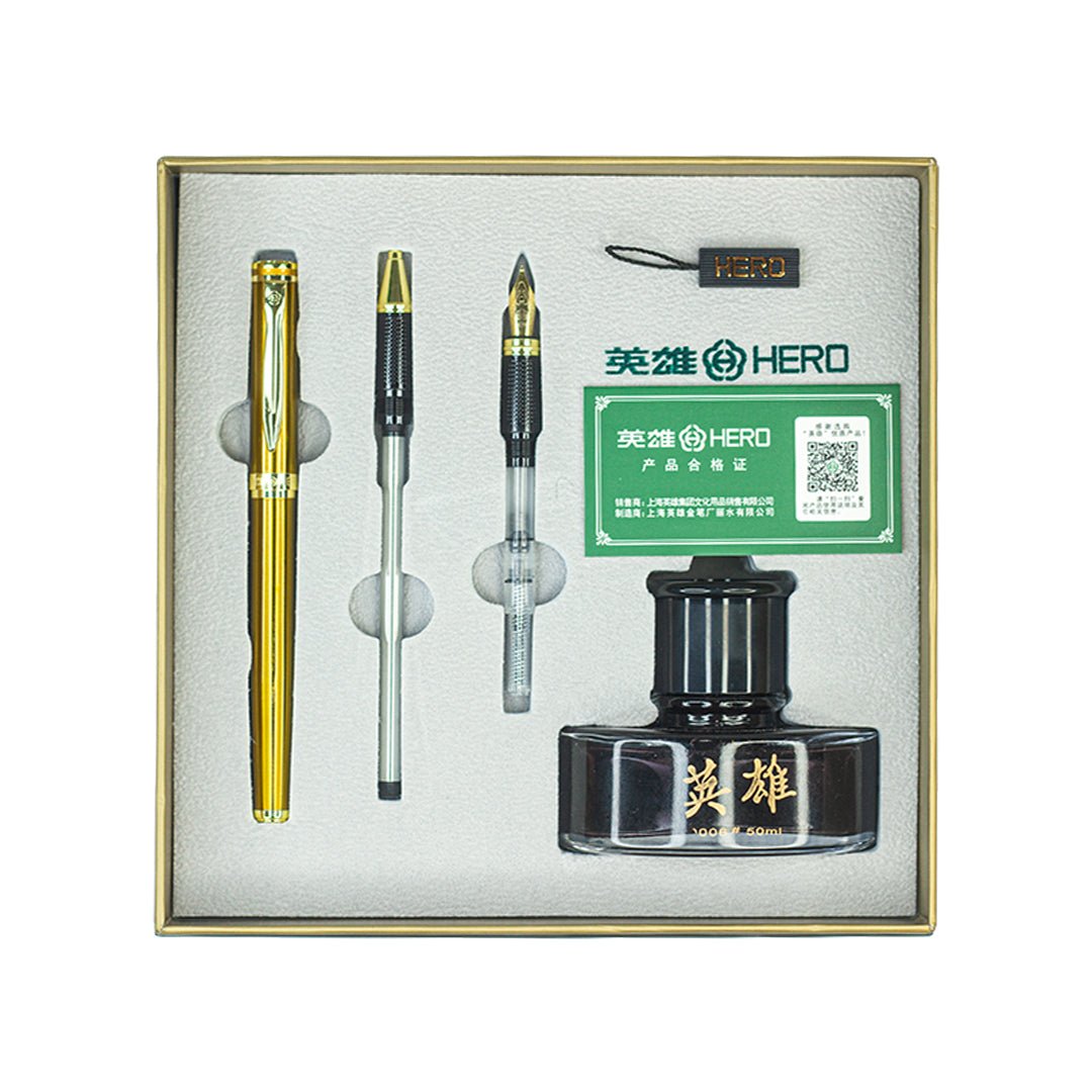 Hero 6177 3 in 1 Pen Set- Fountain & Ballpoint Pen & Art Calligraphy ...