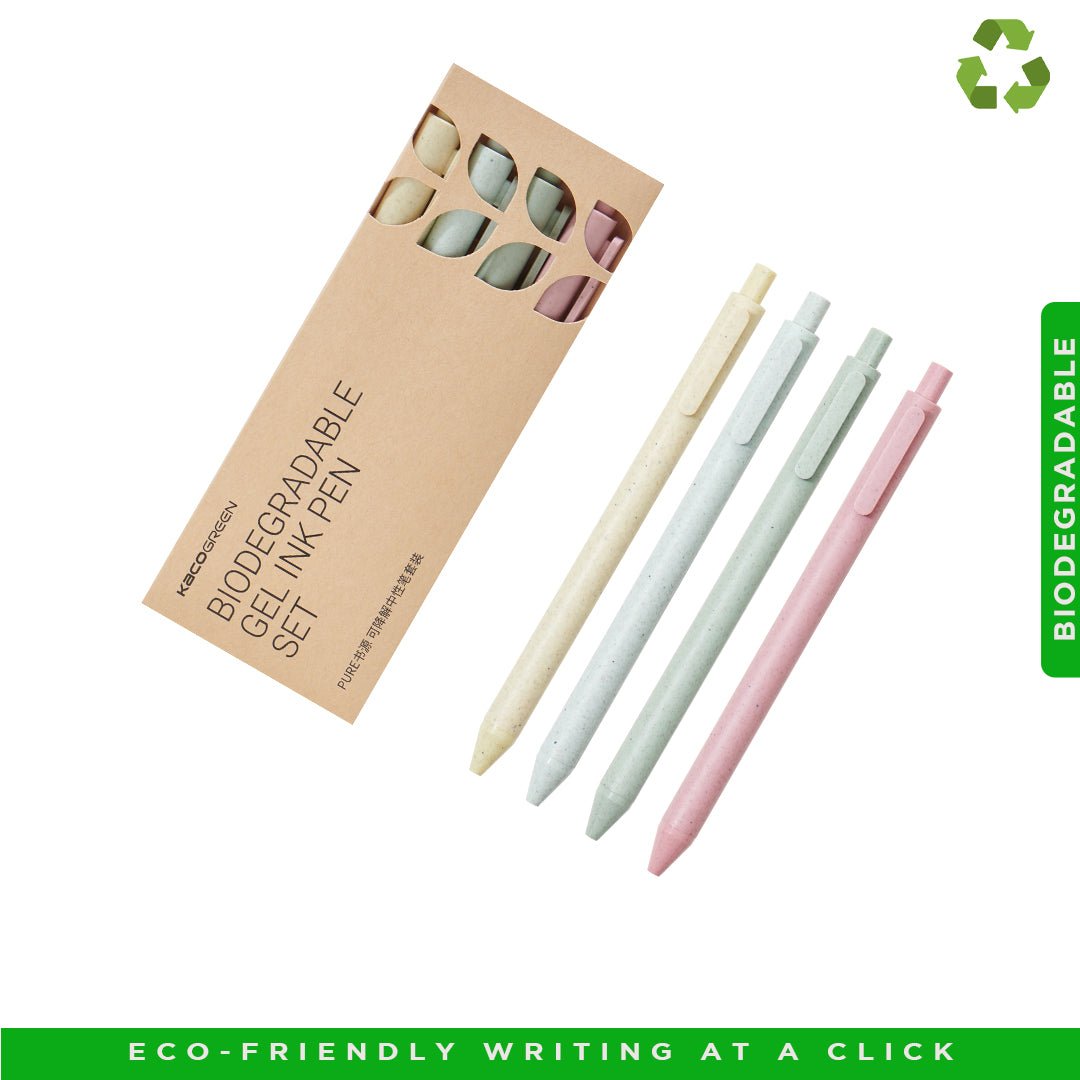 Kaco Pure Biodegradable 0.5mm Gel Ink Pen-Pack Of 4 - SCOOBOO - KACO