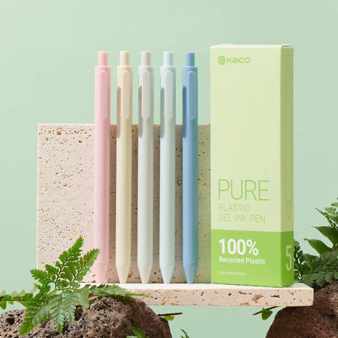 Kaco Pure Ink Pen Recycle Natural Story 5pcs/set - SCOOBOO - Kaco