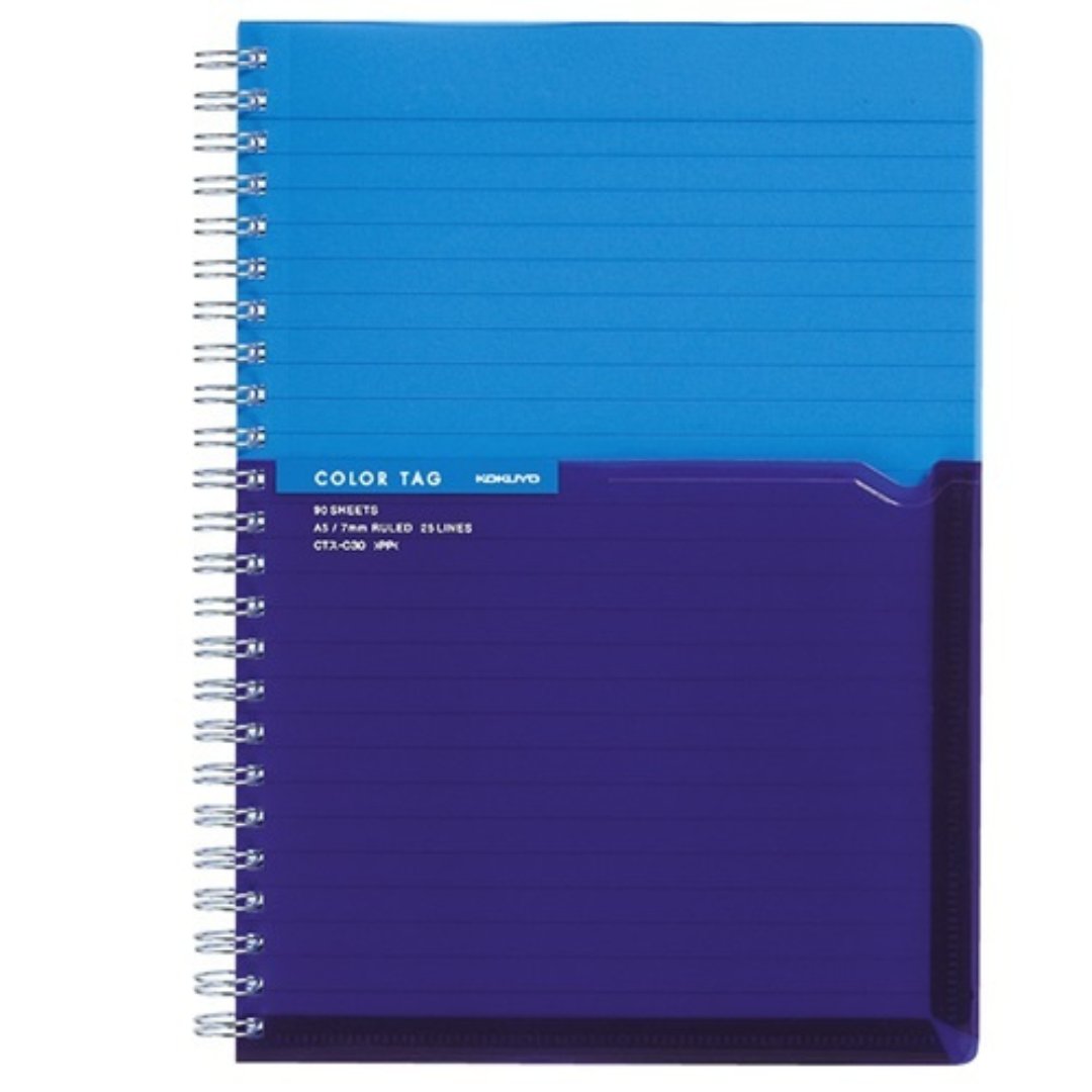 Kokuyo Twin Ring Notebook Color Tag Bicolor A5 - SCOOBOO - Kokuyo