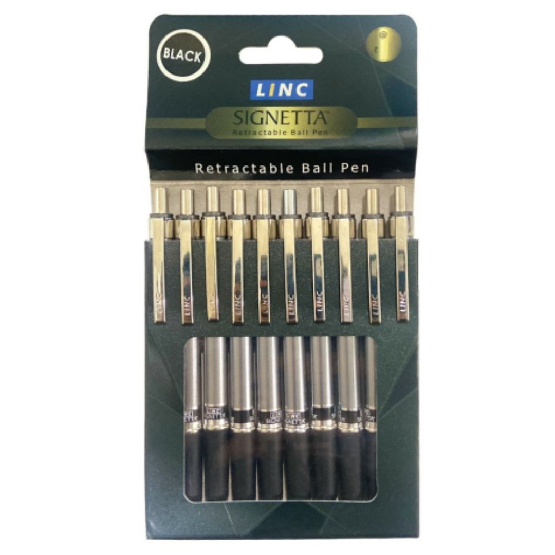 Linc Signetta Black Retractable Ball Pens - SCOOBOO - Linc