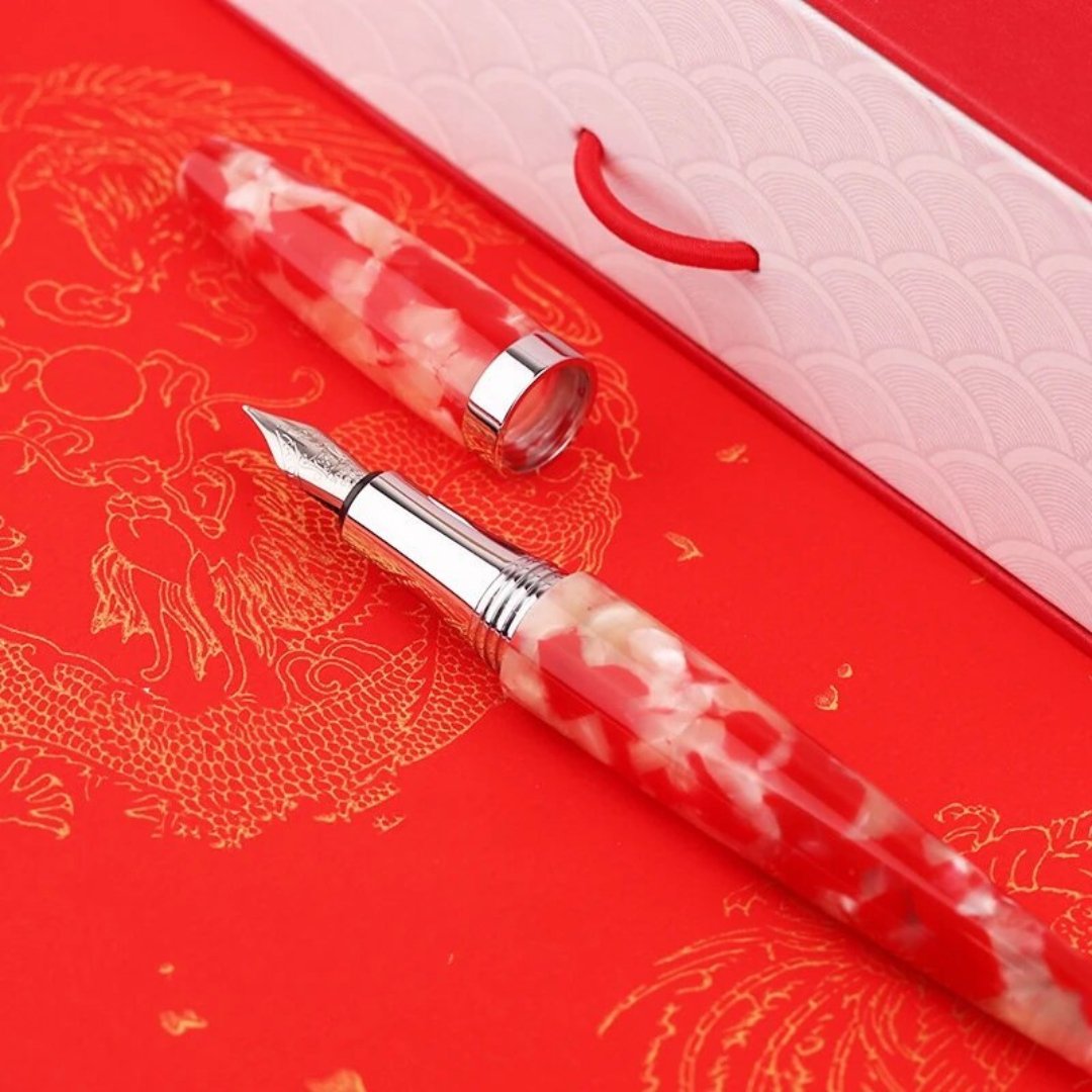Moonman S2 Red Koi Resin Tortoise Shell Fountain Pen - SCOOBOO - Moonman