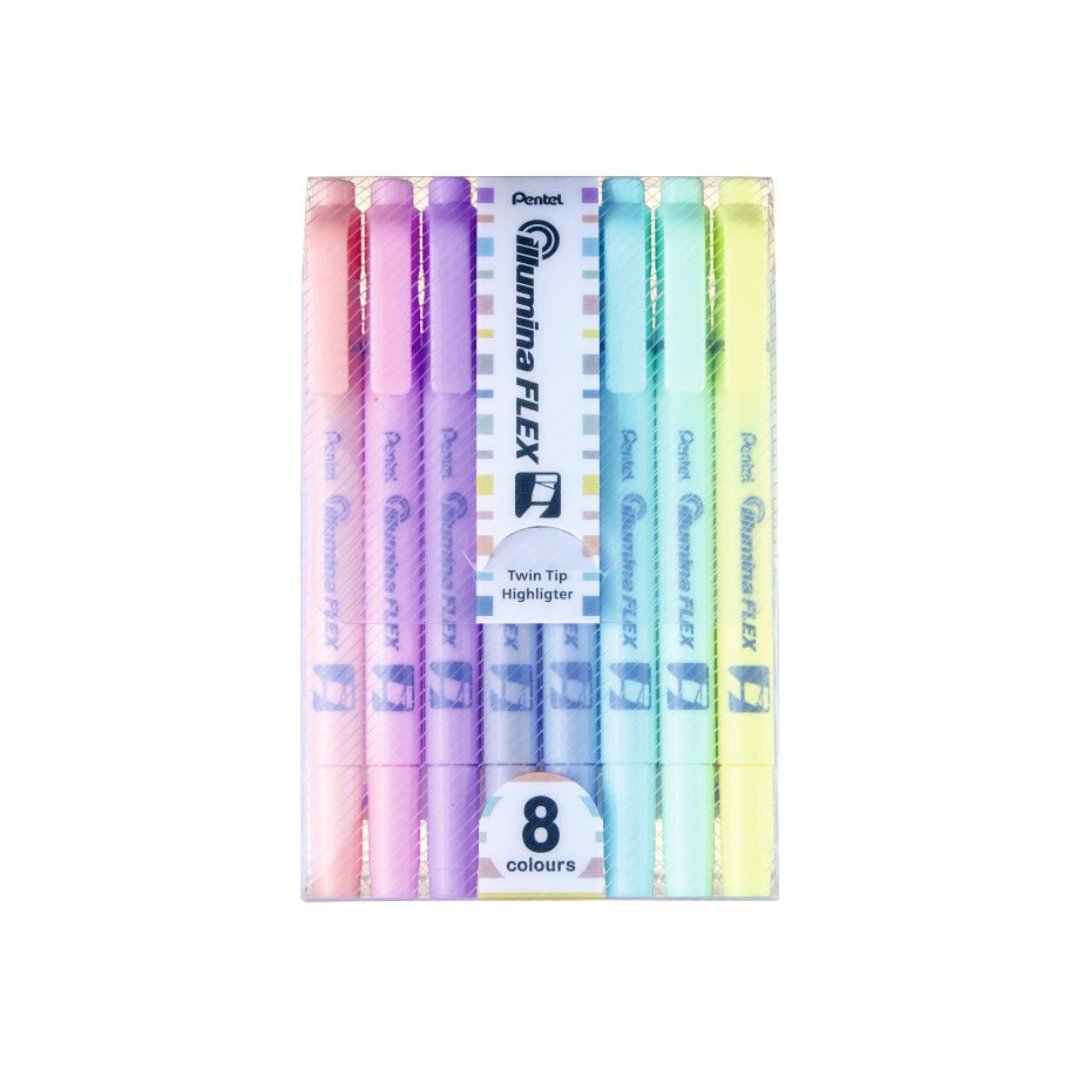 Pentel Dual Highlighter Pastel Illumina Flex (Twn) Set Of 8colors ...