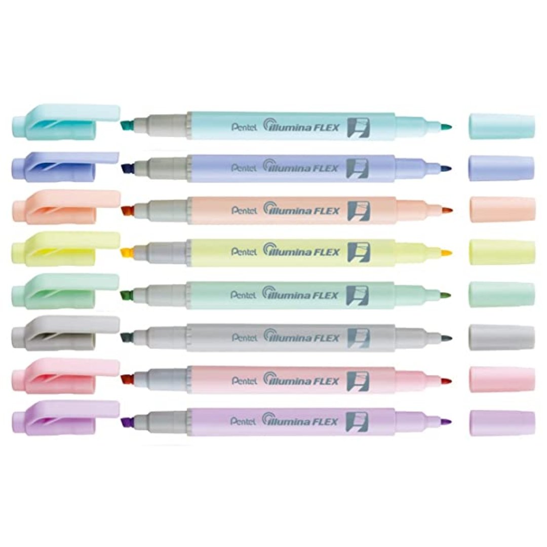 Pentel Dual Tip Highlighter Pastel Illumina Flex (Twn) - SCOOBOO - Pentel