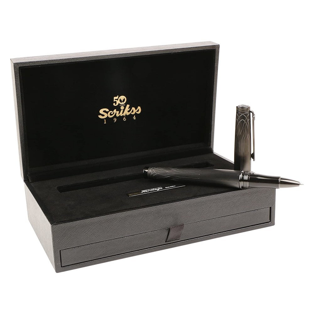 Scrikss Heritage Matt Black Roller ball Pen With Titanium Plated ...