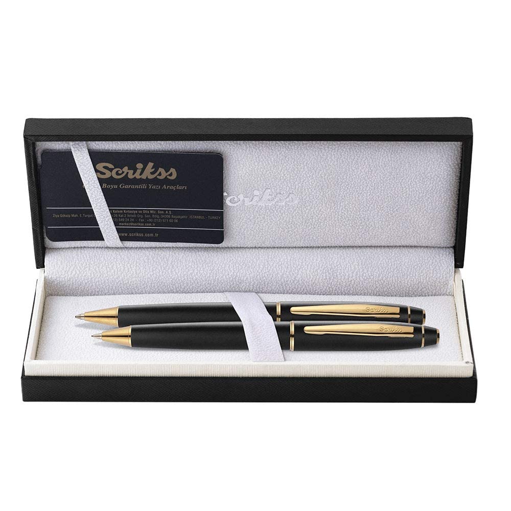 Scrikss | Noble 35 | Ballpoint Pen + Mechanical Pencil Set | Black CT ...